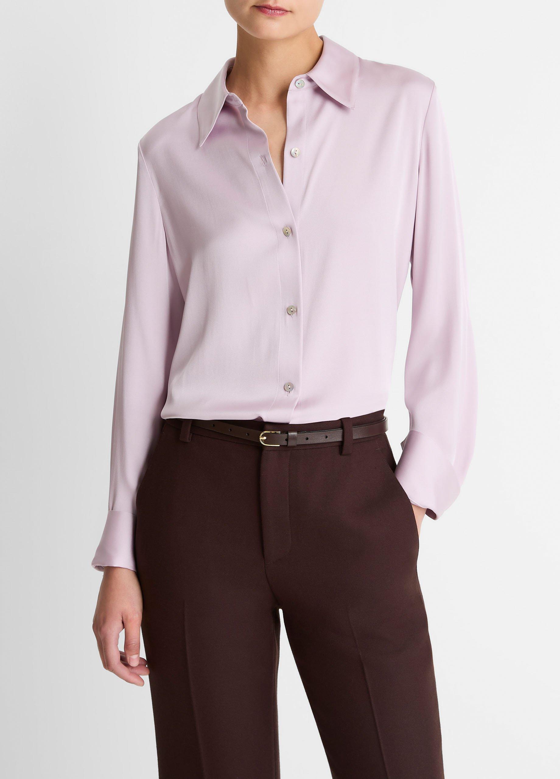 VINCE Vince Silk-Blend Button-Front Blouse